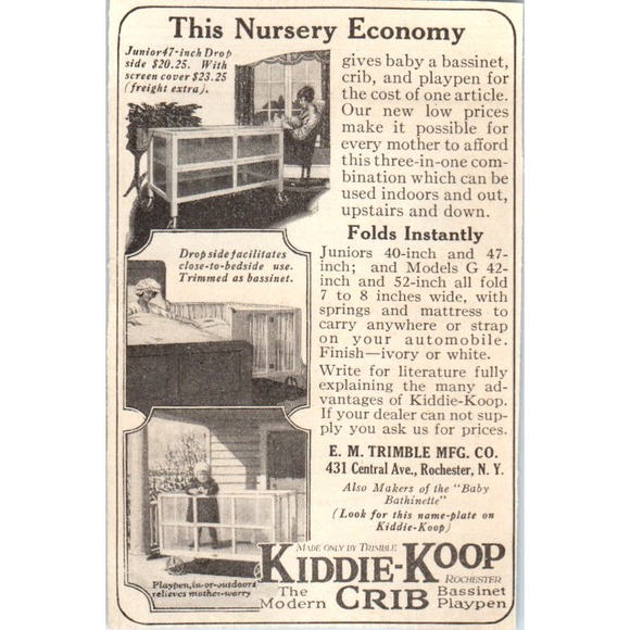 qu | Accents | Kiddiekoop Crib Bassinet Playpen Em Trimble Mfg Co 924 ...